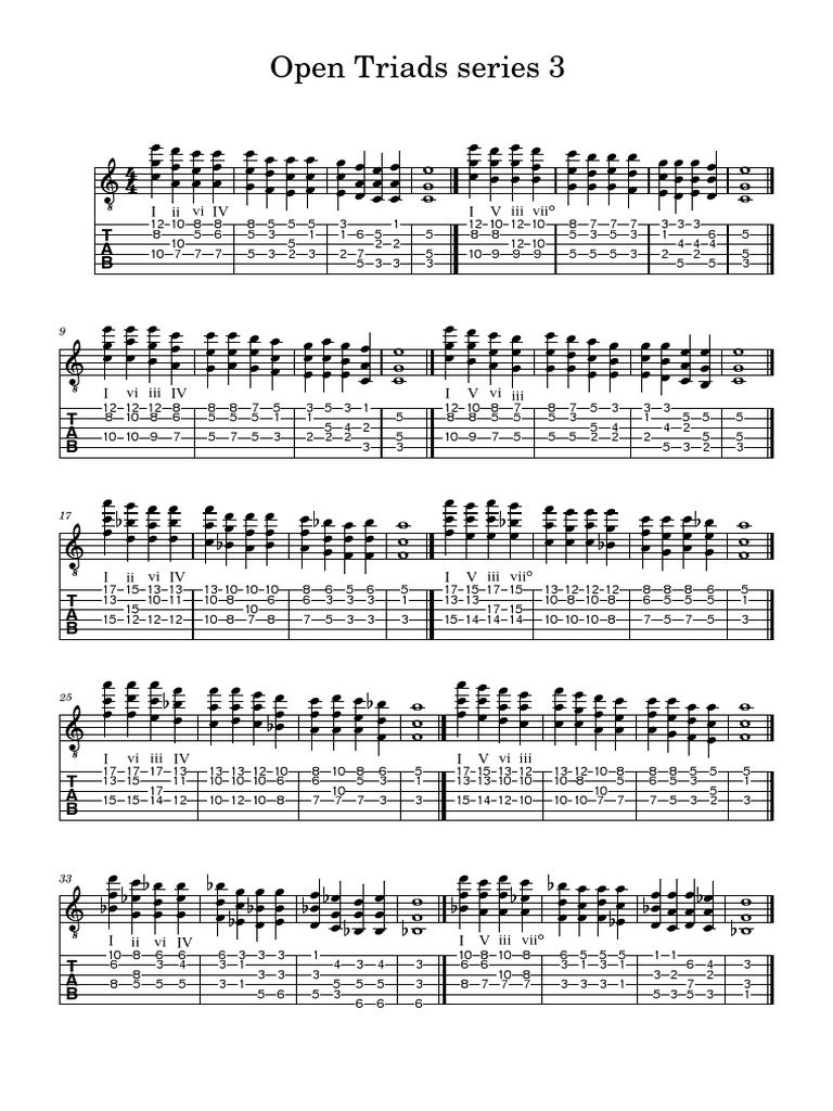 Open Triads Series 3: Vii° III IV IV VI II I | PDF | Harmony | Elements ...