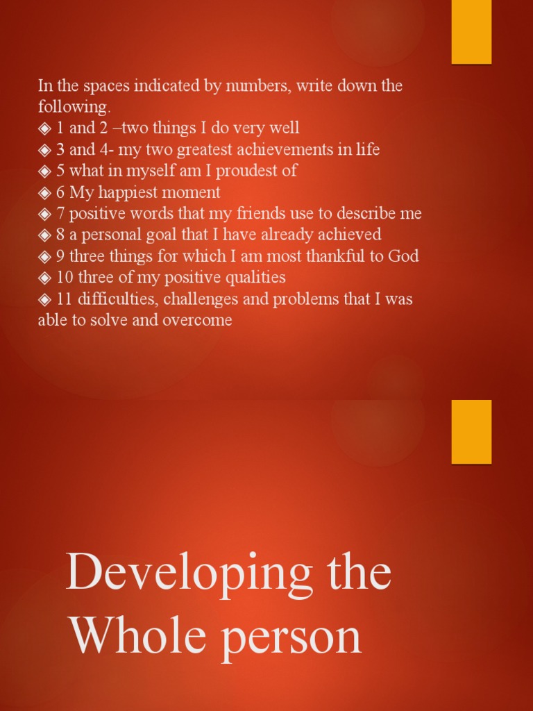 Developing The Whole Person PDF | PDF | Attitude (Psychology) | Relationships