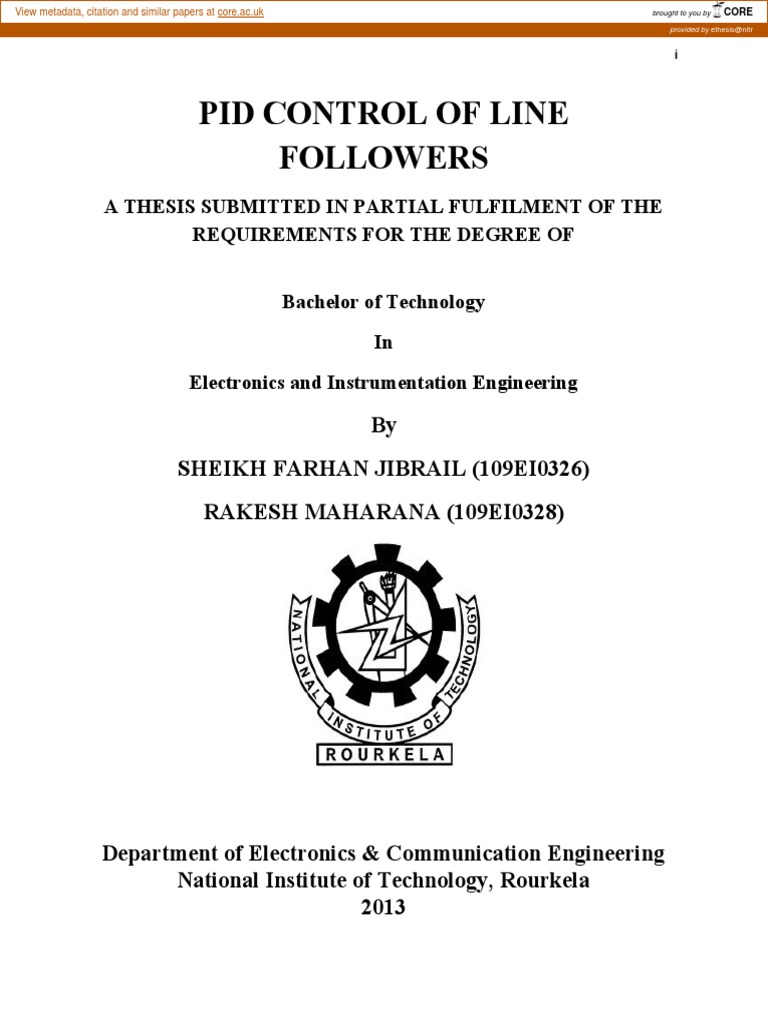 PID Control of Line Followers: Design and Implementation of a Line ...
