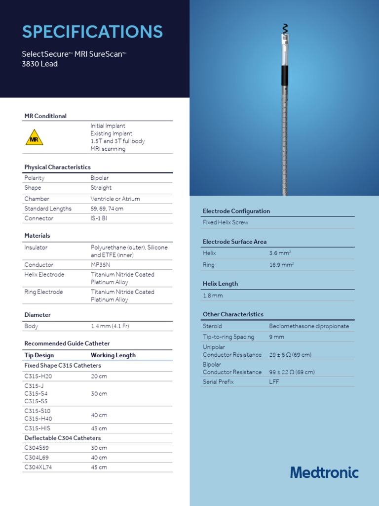 Specifications: Selectsecure Mri Surescan 3830 Lead | Download Free PDF ...
