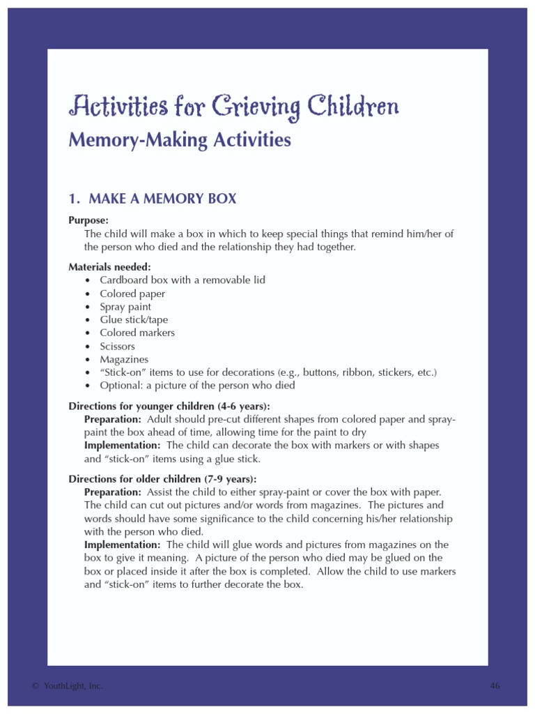 Activities Grieving Children | PDF | Feeling | Grief
