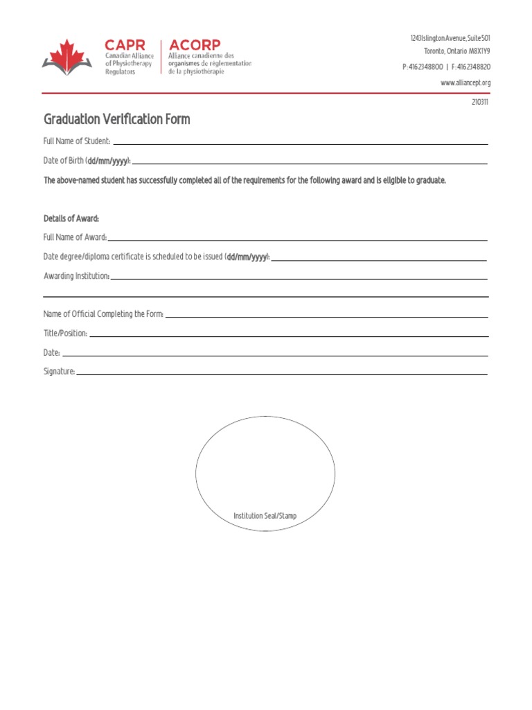 Graduation Verification Form - EN 210311 | PDF | Academic Degree ...