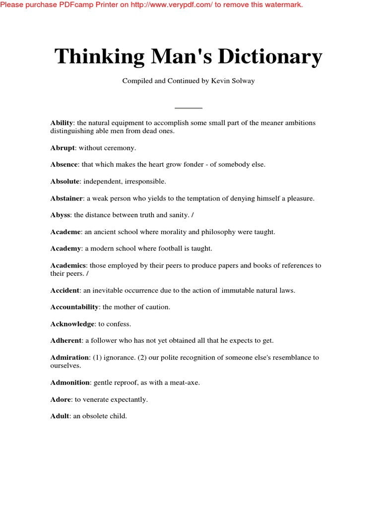 The Thinking Man's Dictionary | PDF | Reason | Atheism
