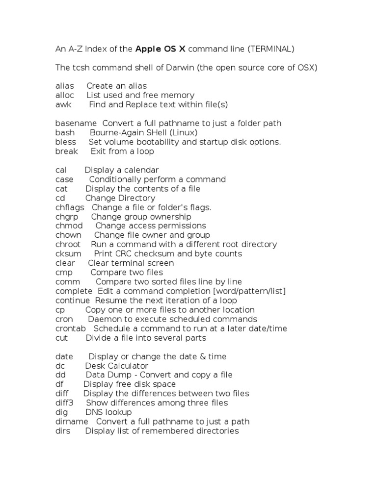 Mac OSX Terminal Commands | PDF