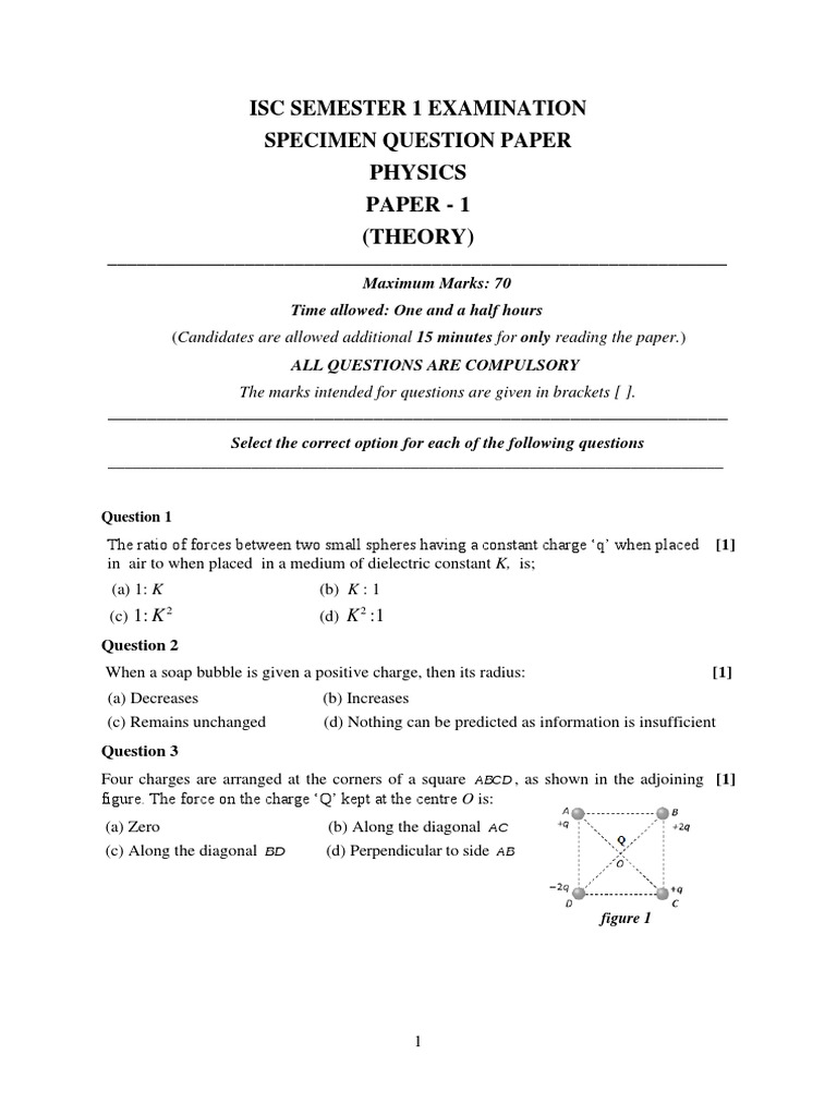861 Physics - Isc Specimen | PDF | Electromagnetic Radiation ...