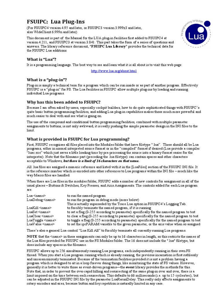 Fsuipc Lua Plug-Ins | PDF | Library (Computing) | Computer Science