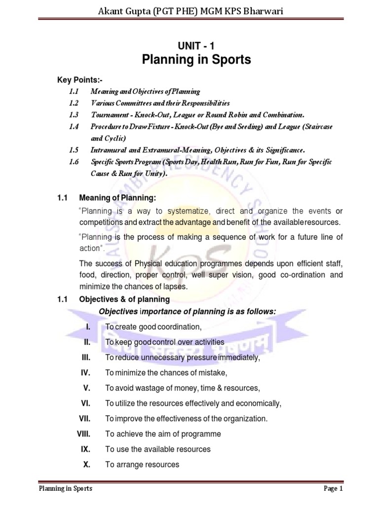 Planning Sports Tournaments: An Overview of Tournament Organization and ...