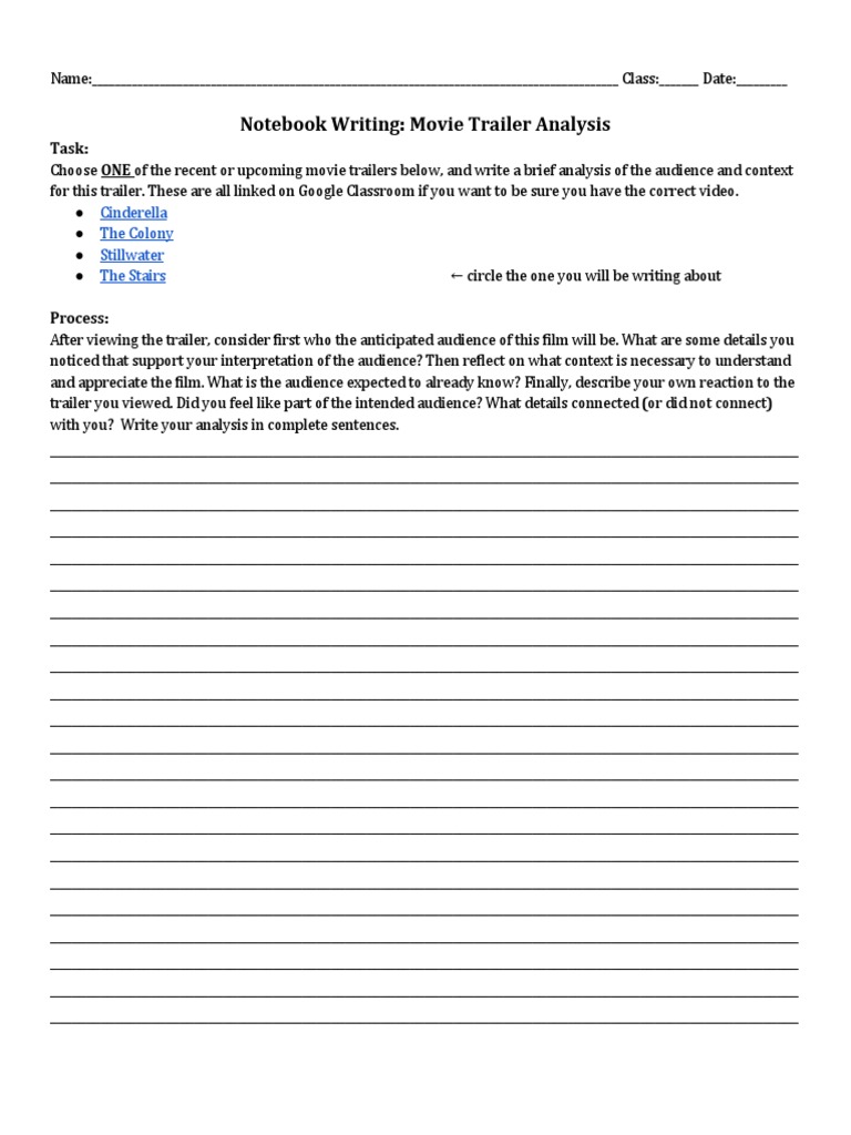 NB Writing 2 - Movie Trailer Analysis | PDF | Cognition | Communication