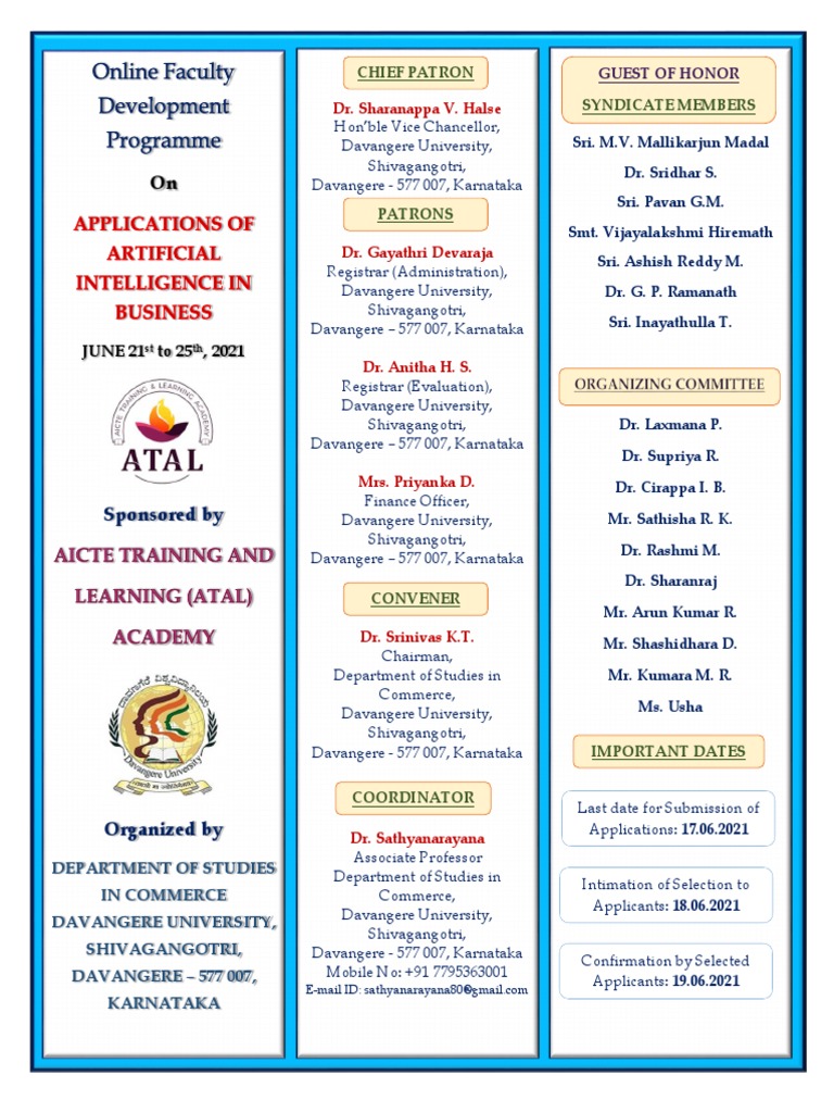 Atal Ai FDP Brochure 2021 BRR 23.6.2021 | PDF | Artificial Intelligence | Intelligence (AI ...