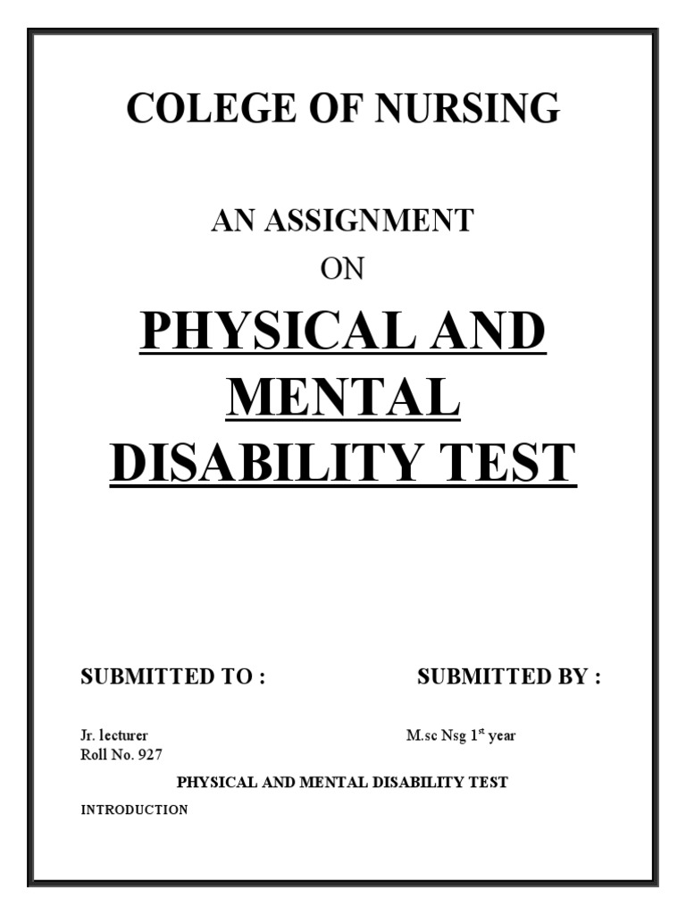 Physical Ability and Disability Assessment | PDF | Attention | Perception