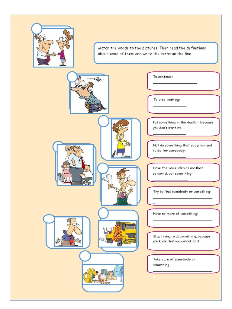 Phrasal Verbs Matching Exercise Fun Activities Games Icebreakers ...