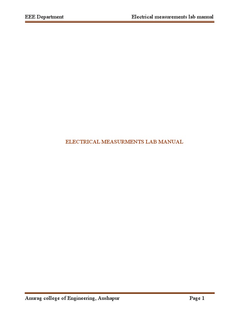 EEE Department Electrical Measurements Lab Manual | PDF | Inductor ...