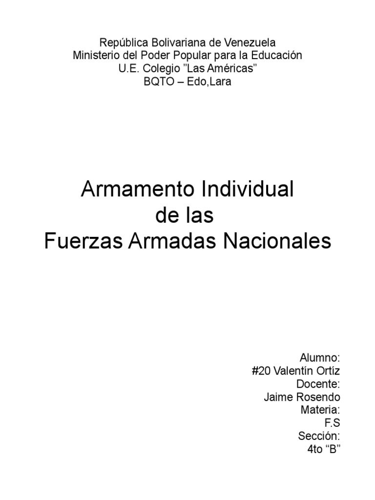 Armamento Individual de La Fuerza Armada Nacional | PDF | Rifle ...