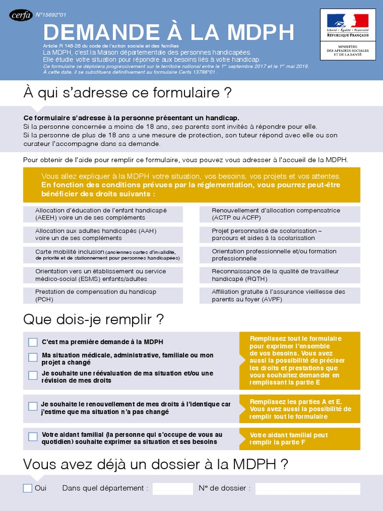 1.dossier Demande MDPH Complet 04052021 | PDF | Invalidité | Retraite