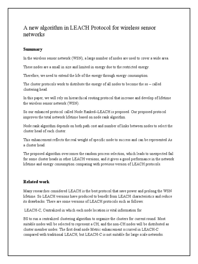 A New Algorithm In Leach Protocol For Wireless Sensor Networks Pdf Wireless Sensor Network 
