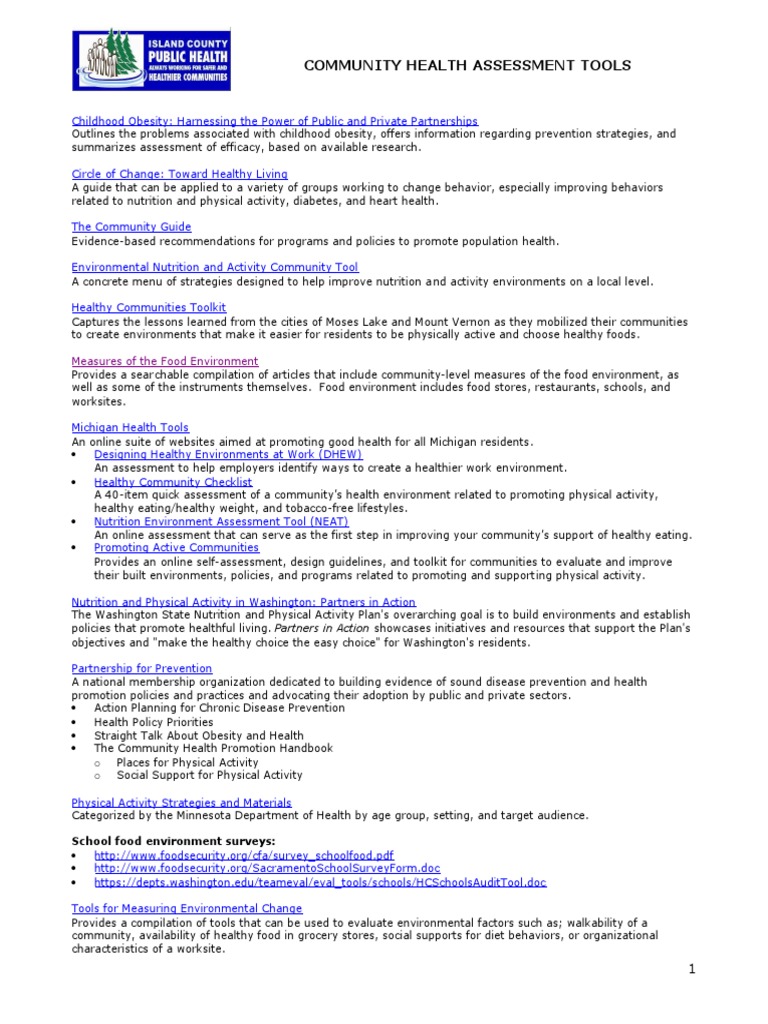 Community Health Assessment Tools | PDF | Preventive Healthcare ...