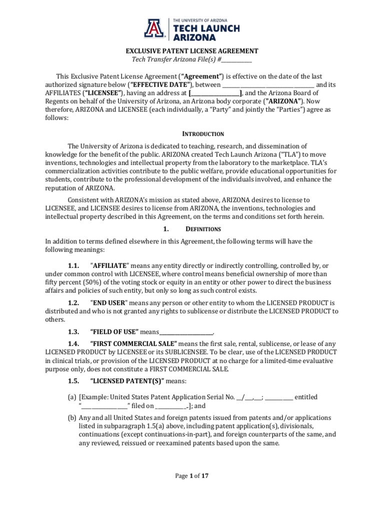 Sample Patent Agreement | PDF | License | Indemnity