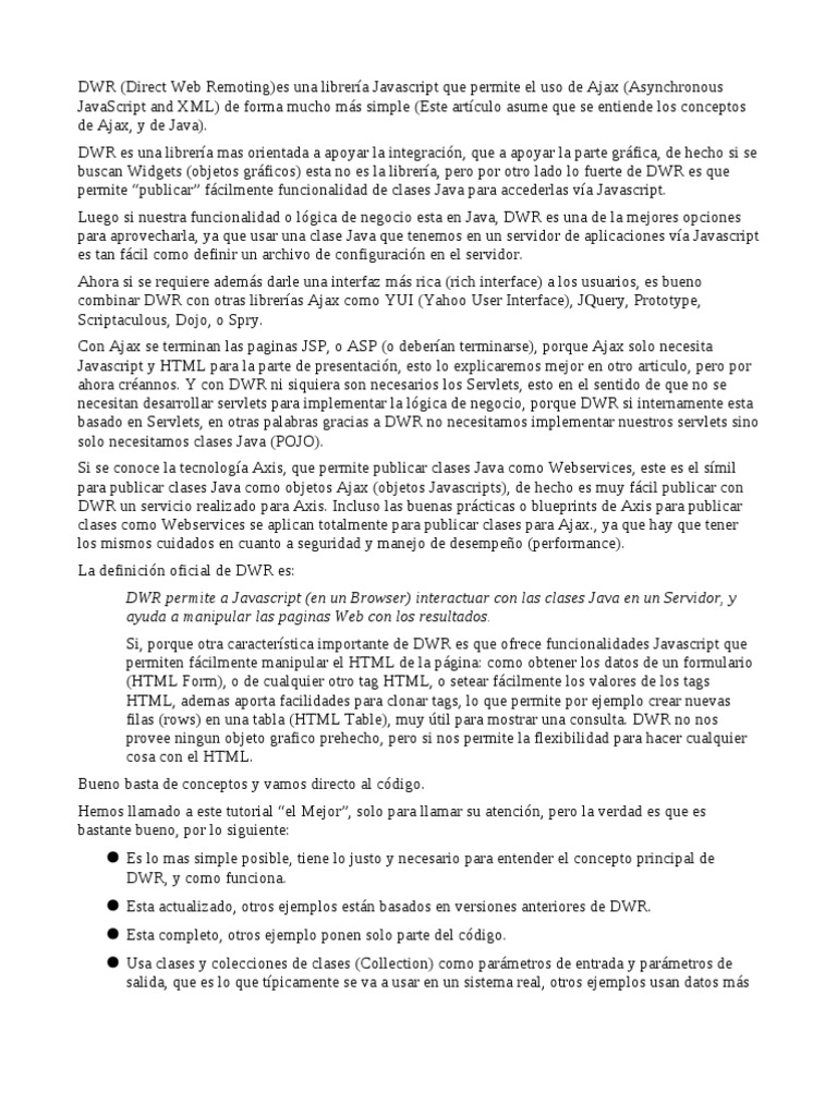 DWR | PDF | Script Java | Ajax (Programación)