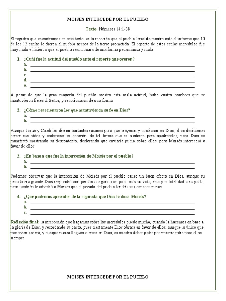 2-Moises Intercede Por El Pueblo | PDF | Moisés | Pecado