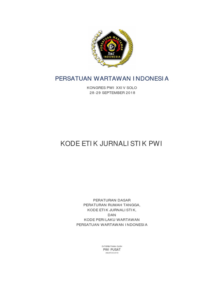 KODE ETIK JURNALISTIK PWI | PDF