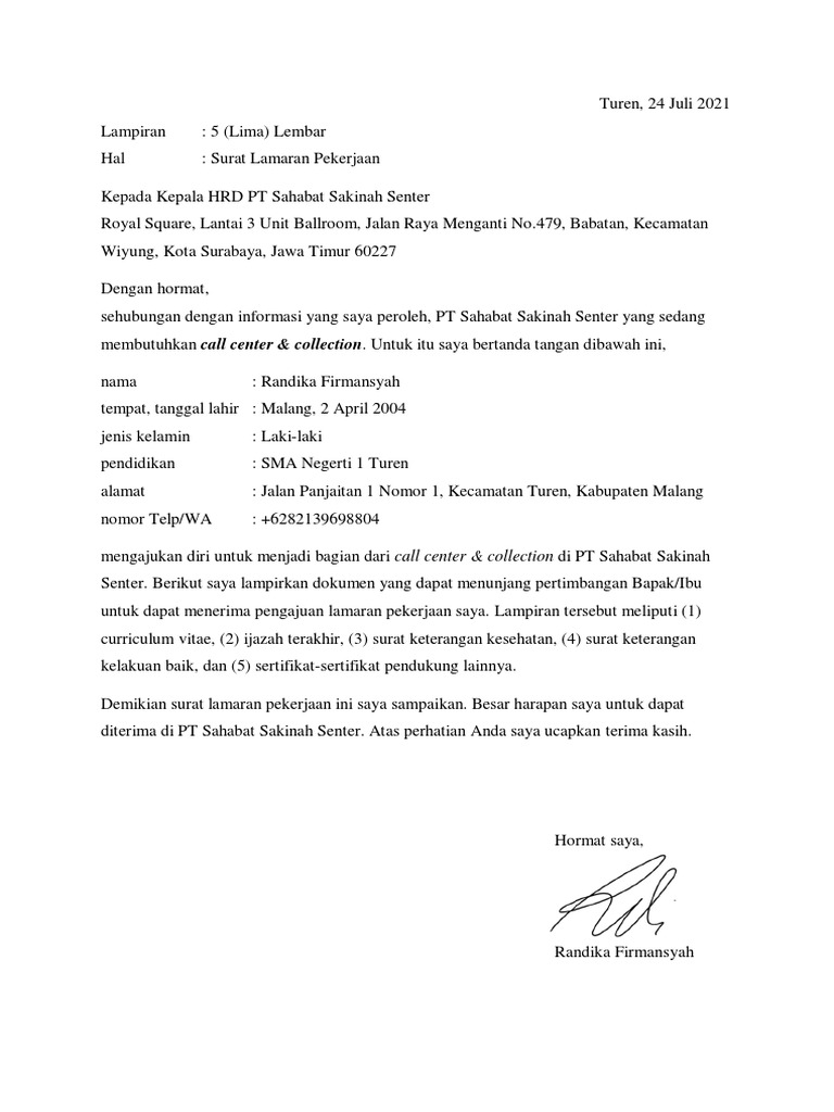 CV Randika Firmansyah 18 | PDF | Karier & Perkembangan