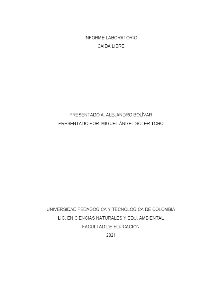 Informe Caida Libre | PDF | Gravedad | Aceleración