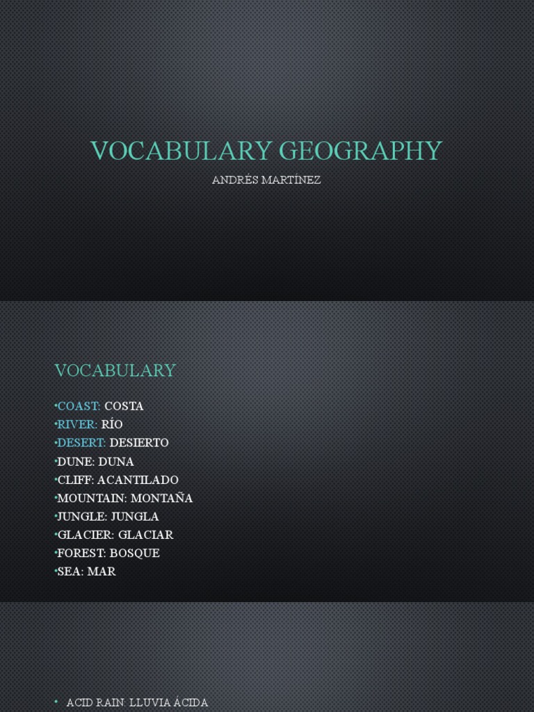 Geography Vocabulary Guide | PDF | Social Science | Travel
