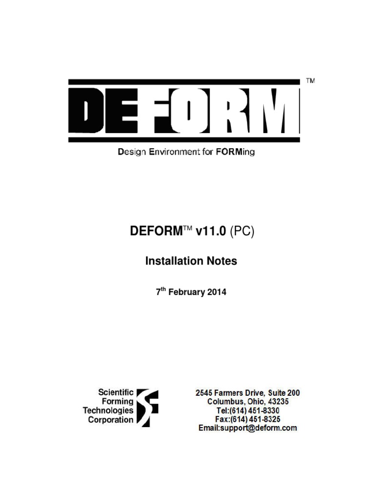 Deform v11.0 (PC) : Installation Notes | PDF | Microsoft Windows ...