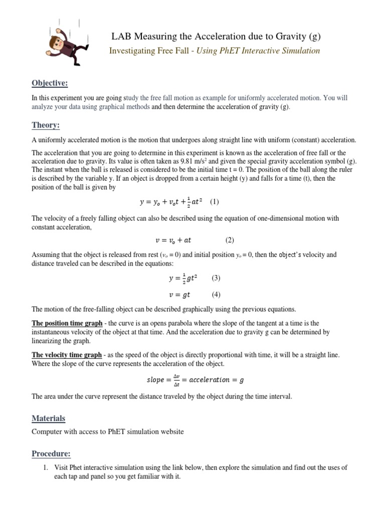 LAB Free Fall (Determining Acceleration Due To Gravity) Complete | PDF | Acceleration | Gravity