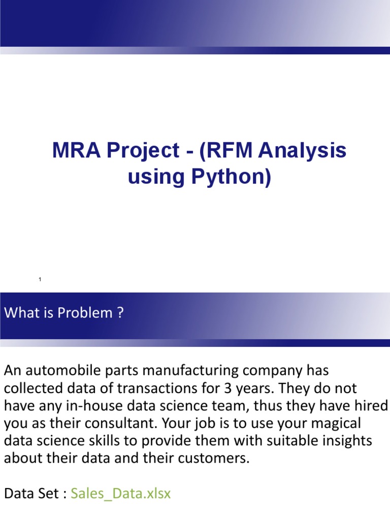 MRA Project - (RFM Analysis Using Python) | PDF