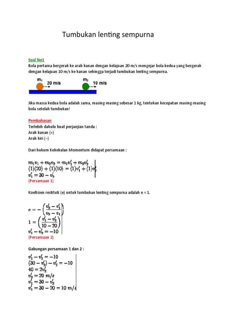 Tumbukan Lenting Sempurna | PDF