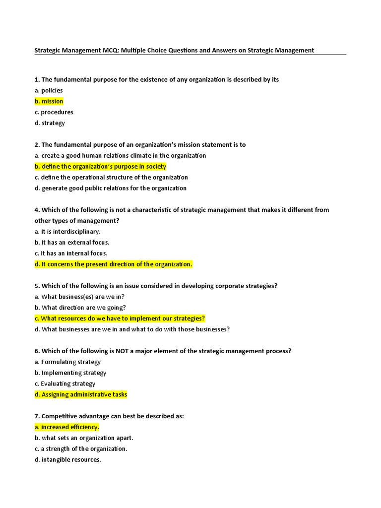 FOS - Sample Questions | PDF | Strategic Management | Competition