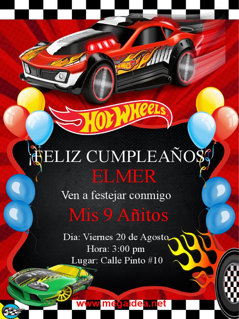 Invitacion Hot Wheels | PDF | Hogar, jardinería y bricolaje