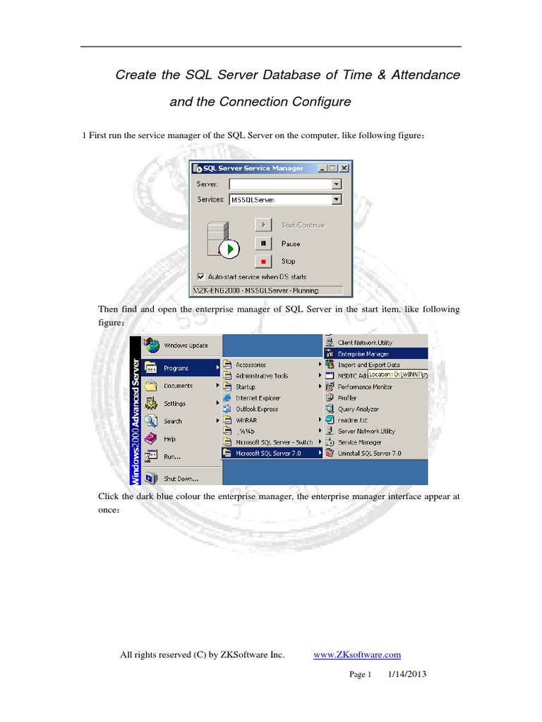 Attendance Connect SQL SERVER - en | PDF | Microsoft Sql Server | Databases