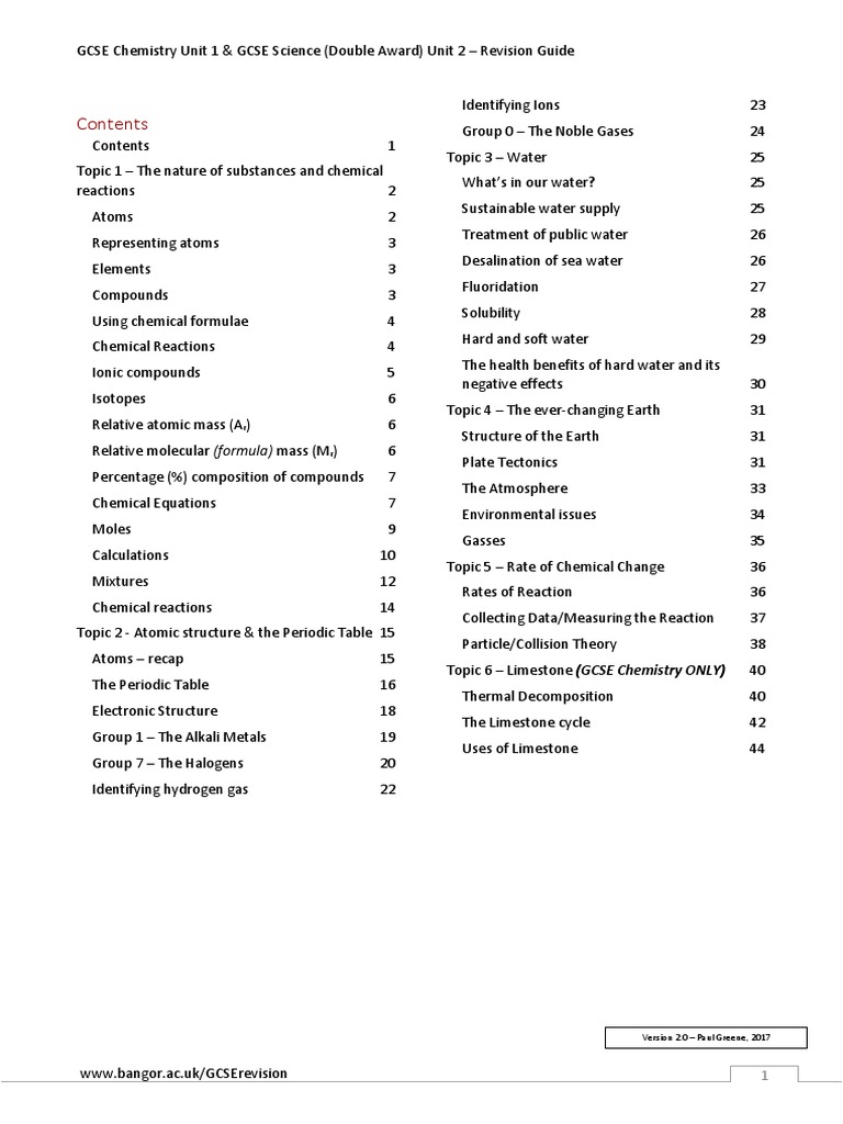 GCSE Chemistry Revision Guide Year 10 | PDF | Ion | Chemistry