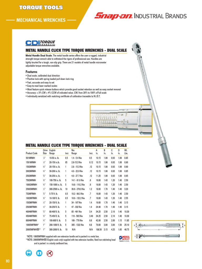 Torques Cdi-Snap On | PDF | Manufactured Goods | Tools