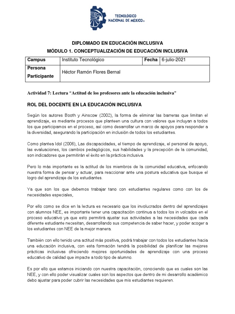 Flores Hector M1 ACT07 | PDF | Inclusión (Educación) | Aprendizaje