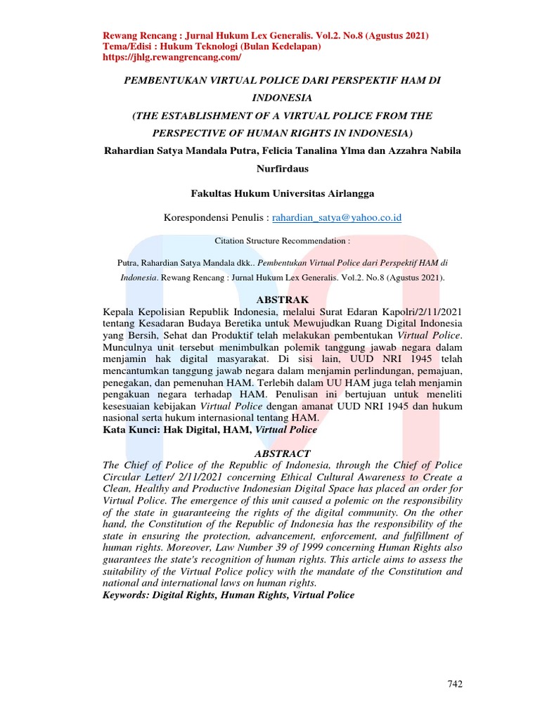 Jurnal Virtual Police 1 | PDF