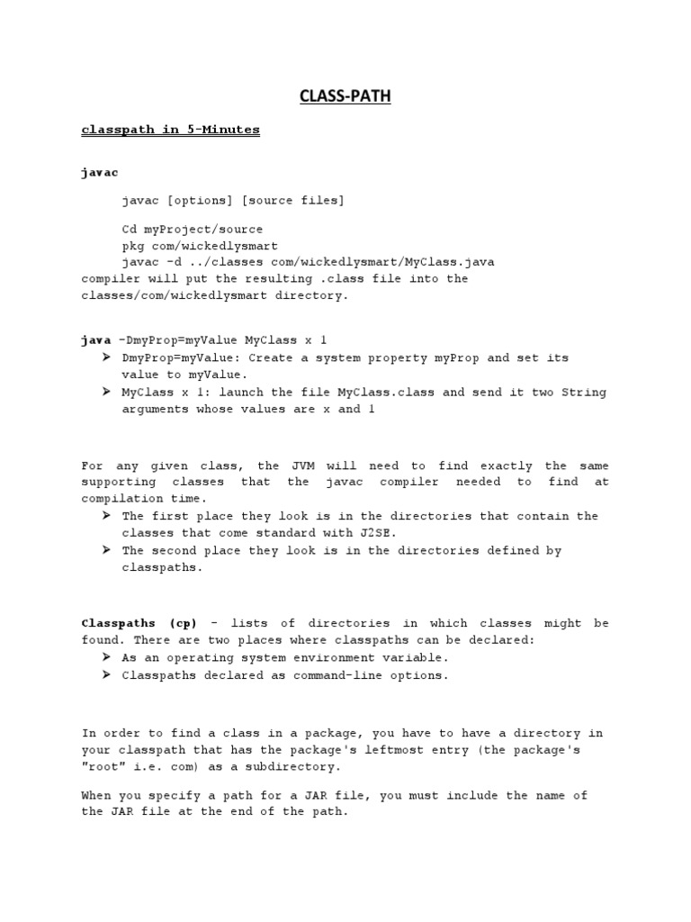 Class Path Classpath In 5 Minutes Pdf Java Programming Language