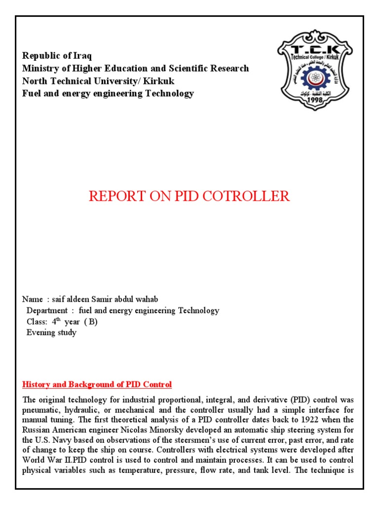 Report On Pid Controller | PDF | Control Theory | Electrical Engineering