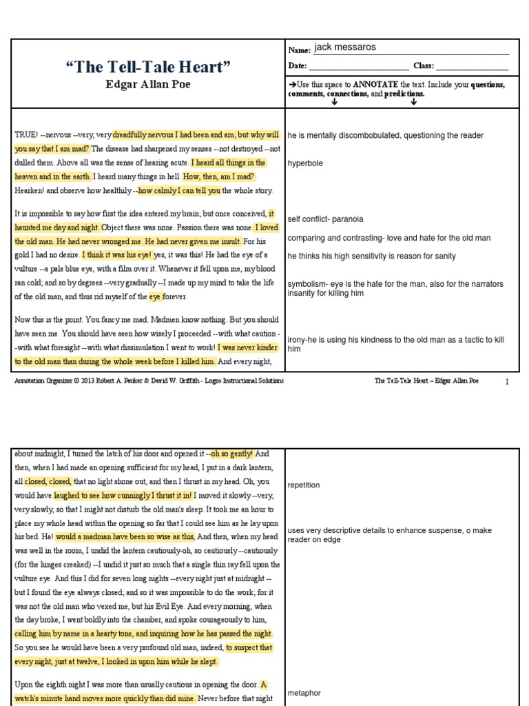 "The Tell-Tale Heart": Edgar Allan Poe | PDF