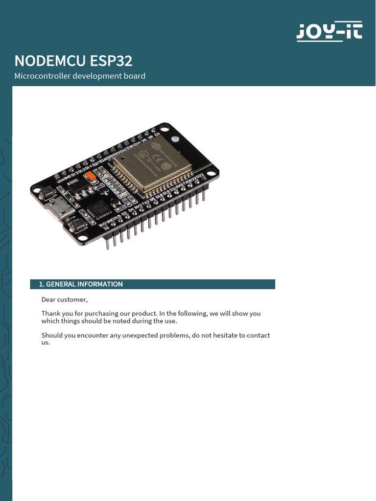 NodeMCU ESP32 Setup Guide | PDF | Arduino | Booting