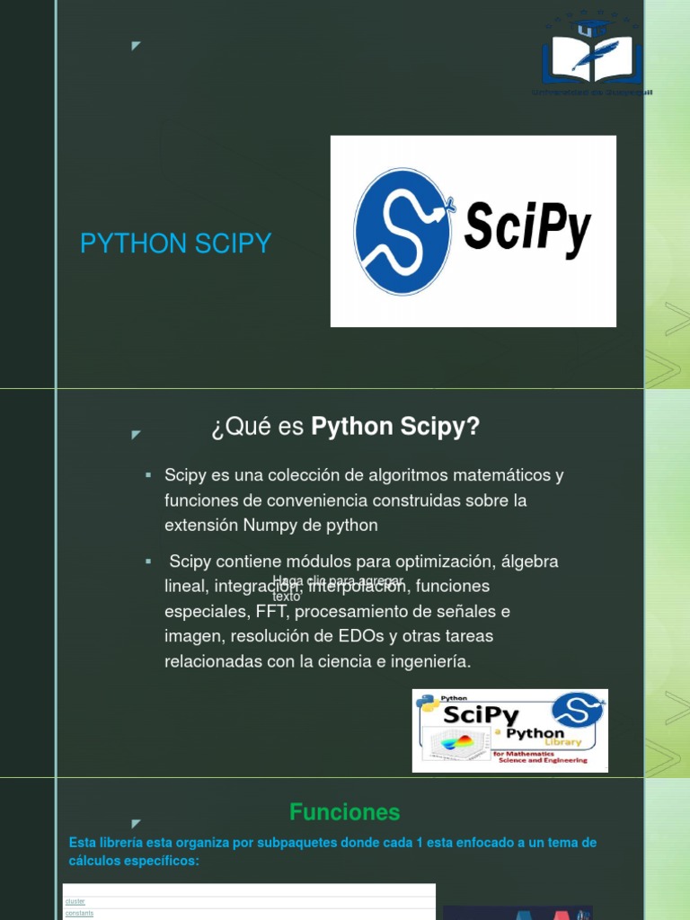Guía Completa de Python Scipy | PDF | Matriz (Matemáticas) | Transformada rápida de Fourier