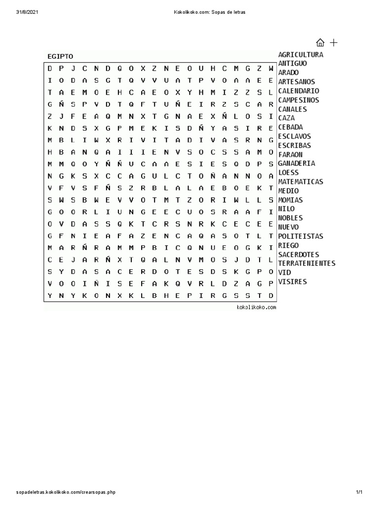 Sopa de Letras Egipto | PDF