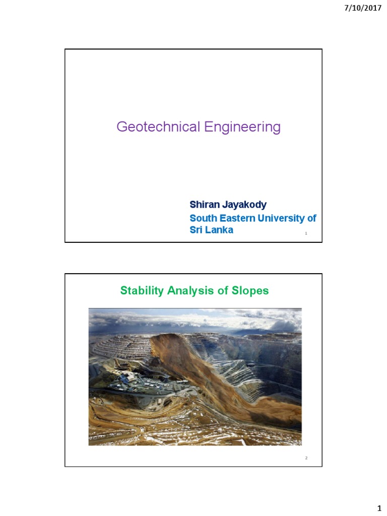 Geotechnical Engineering: Stability Analysis of Slopes | PDF ...