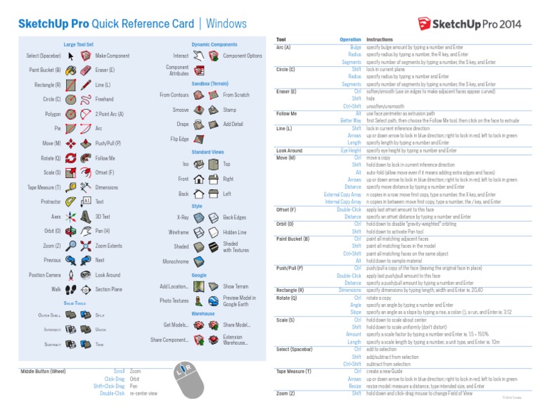 SketchUp Pro Quick Reference Card 2014 | PDF | Length | Geometry