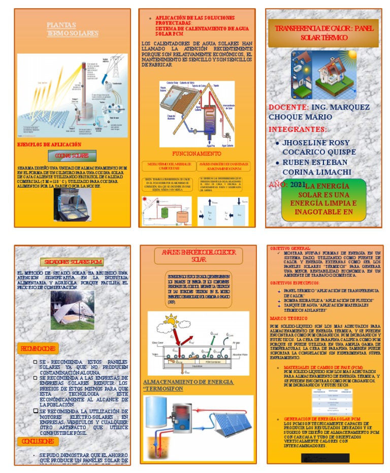 Triptico Paneles Solares Proyecto | PDF | Energía solar | Calor