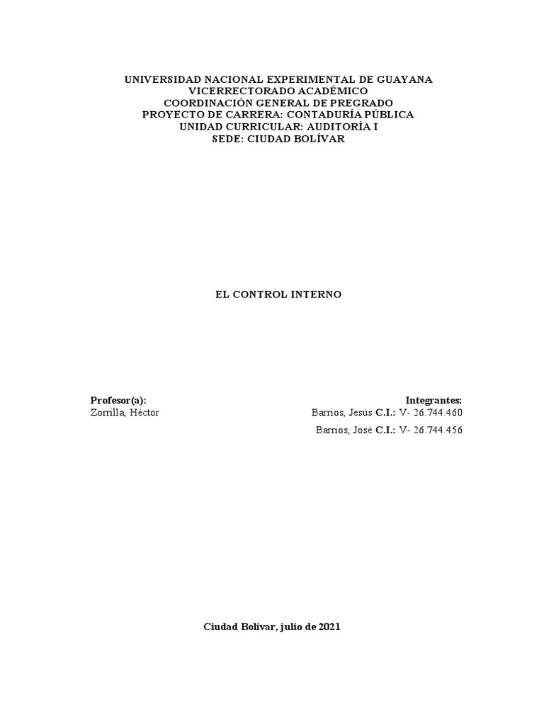 Tema 2 CONTROL INTERNO | PDF | Cuestionario | Auditoría