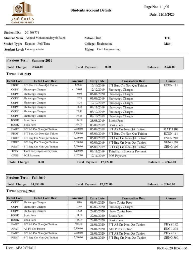 Stu - Detail - 201708771-1 | PDF | Tuition Payments | Photocopier