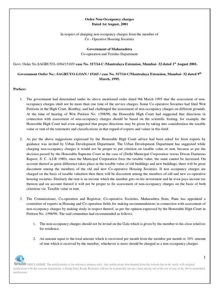 Non Occupancy-Charges-2001 English | PDF | Policy | Government